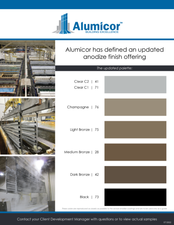 Anodized Finish Standard Color Changes - Alumicor